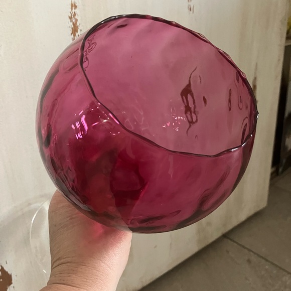 Accents | Vintage Empoli Diamond Optic Ruby Glass Tall Pedestal Brandy ...